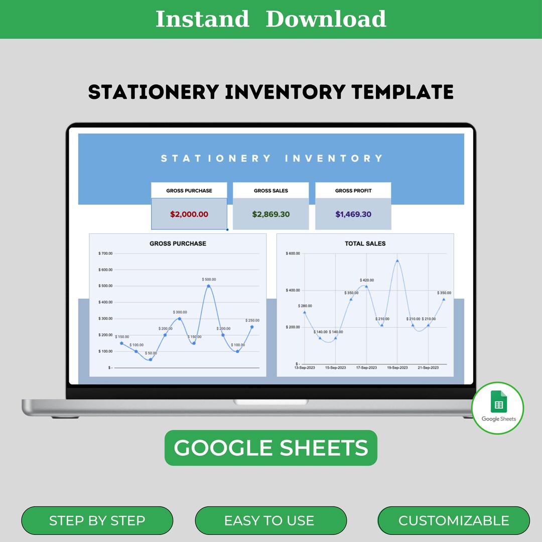 Stationery Inventory Template, Digital Download, Editable Google Sheets ...