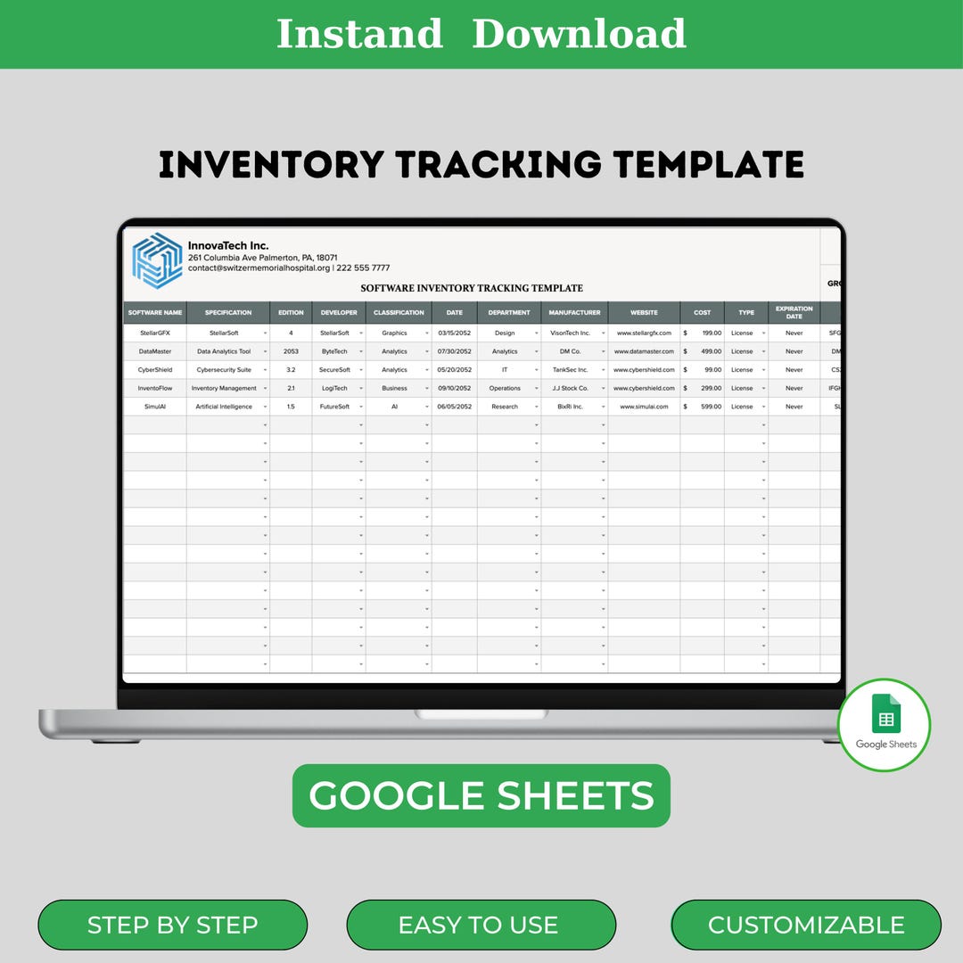 Inventory Tracking Template, Editable Google Sheets for Stock ...