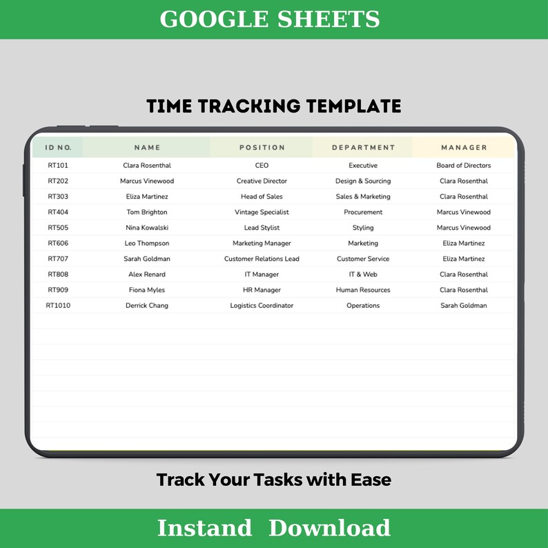 Time Tracking Template, Employee Work Log, Daily Hour Tracker ...