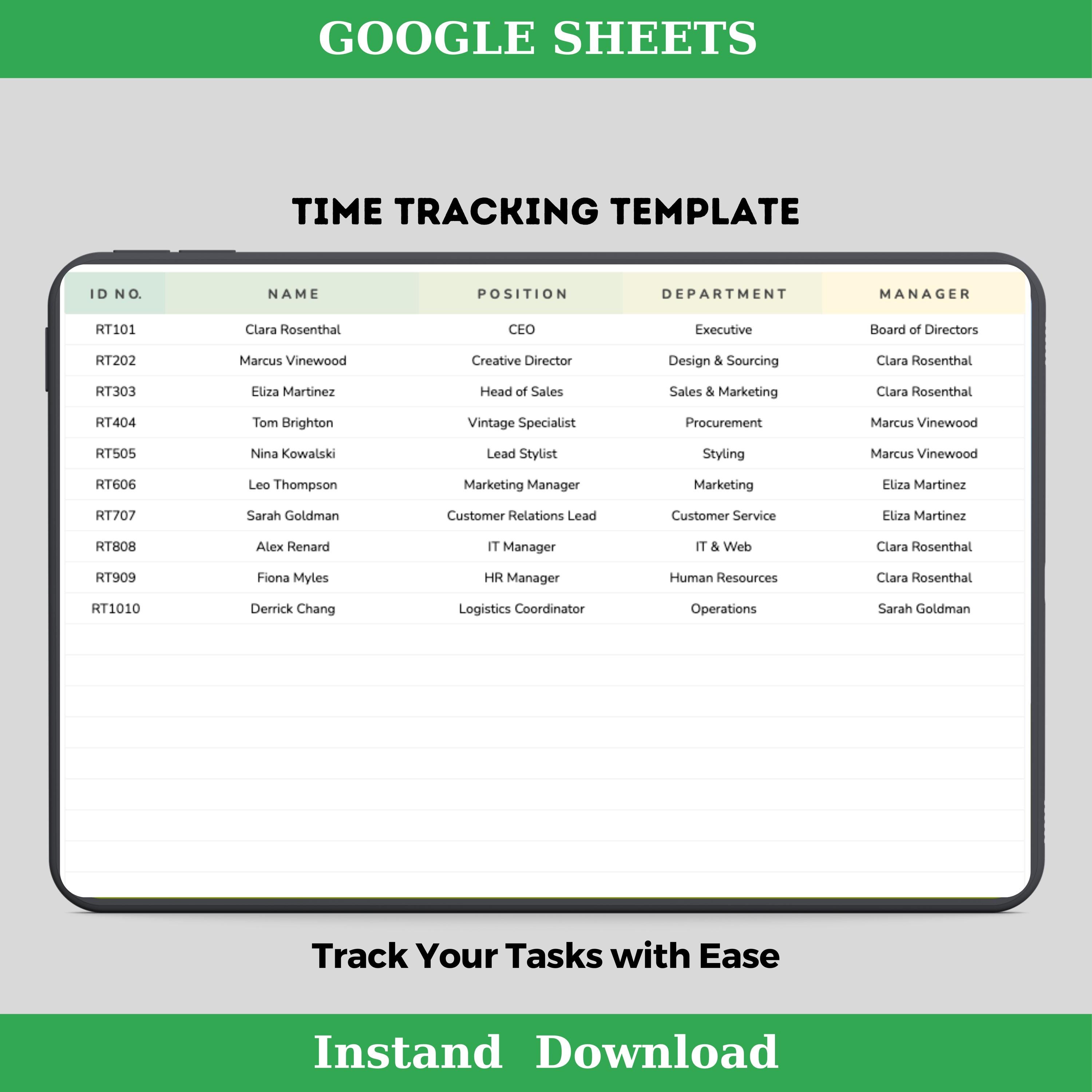 Time Tracking Template, Employee Work Log, Daily Hour Tracker ...