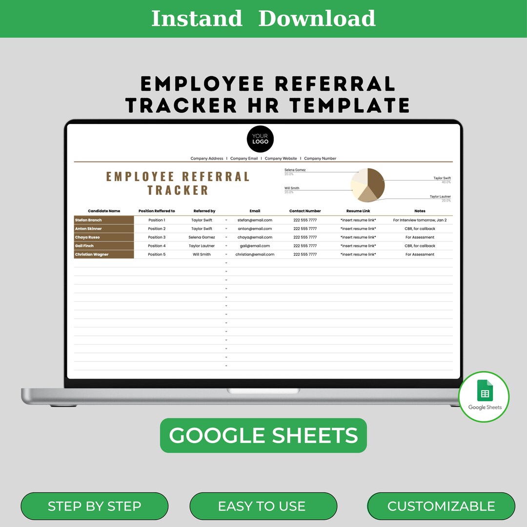 Employee Referral Tracker HR Template, Google Sheets, Digital Download ...