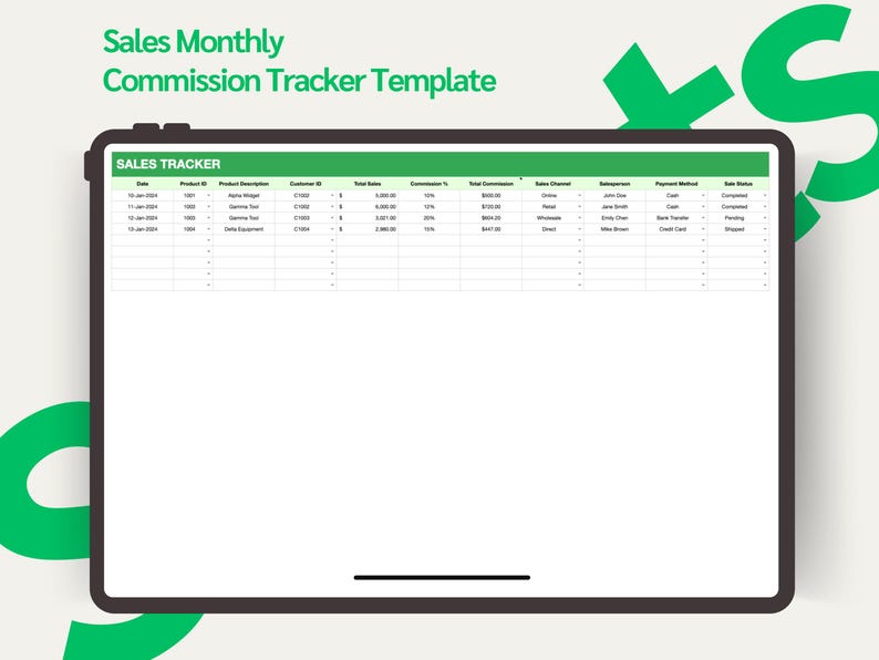 Sales Monthly Commission Tracker Template, Editable Google Sheets ...