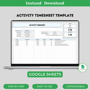 Activity Timesheet Template, Editable Google Sheets for Time Tracking ...