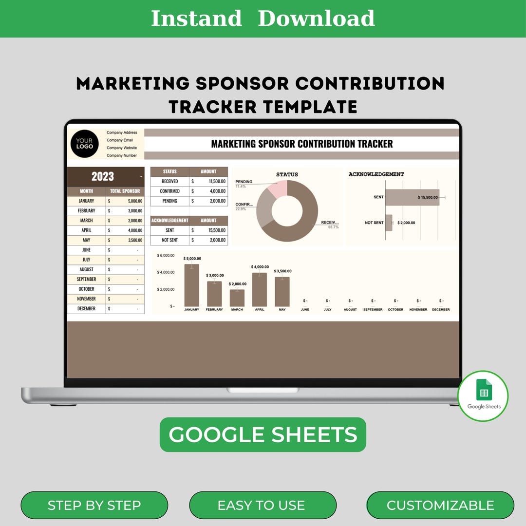 Marketing Sponsor Contribution Tracker Template, Digital Download ...