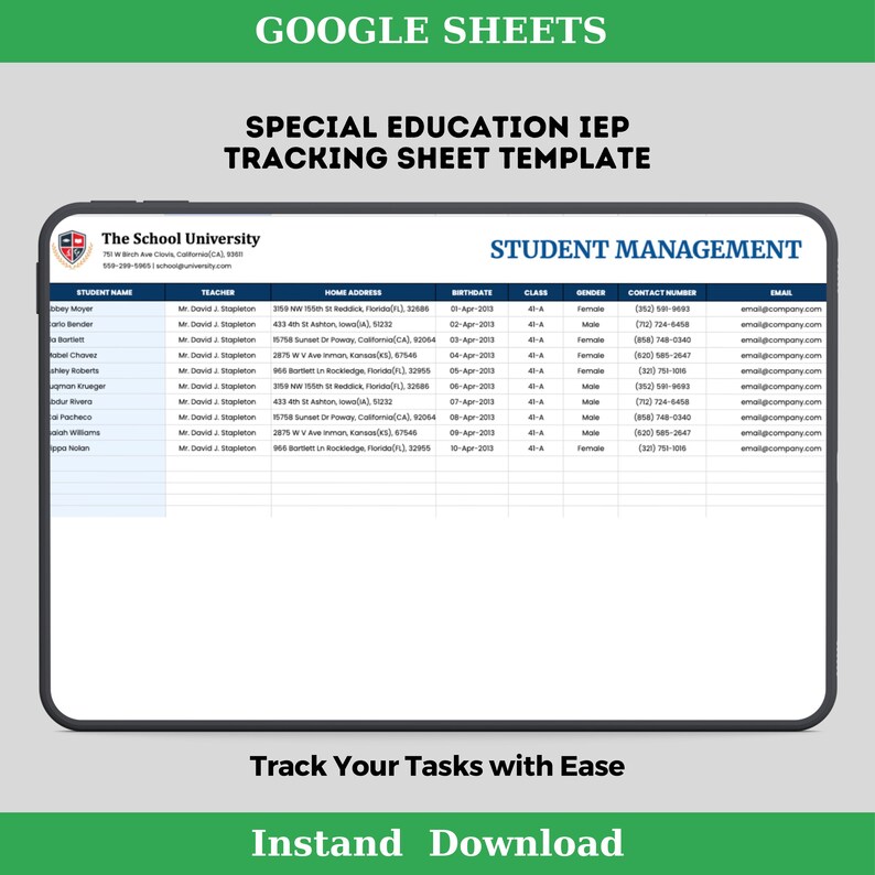 Special Education IEP Tracking Sheet, Student Progress Log, SPED Goal ...
