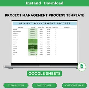 Project Management Process Template, Editable Google Sheets for ...