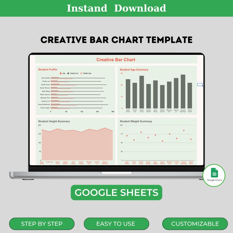 Creative Bar Chart Template, Editable Google Sheets for Data ...