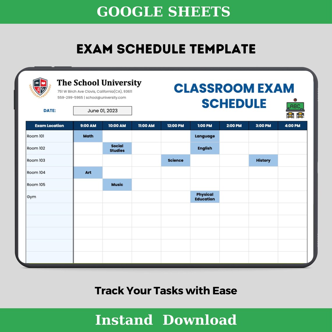 Exam Schedule Template, Editable Google Sheets for Students and ...