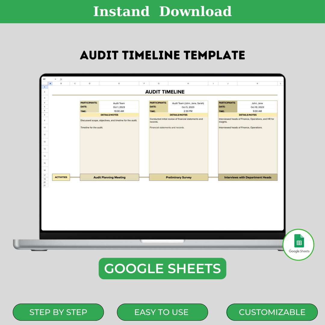 Audit Timeline Template, Digital Download, Editable Google Sheets, Easy ...