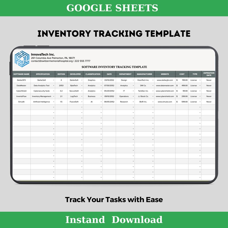 Inventory Tracking Template, Editable Google Sheets for Stock ...