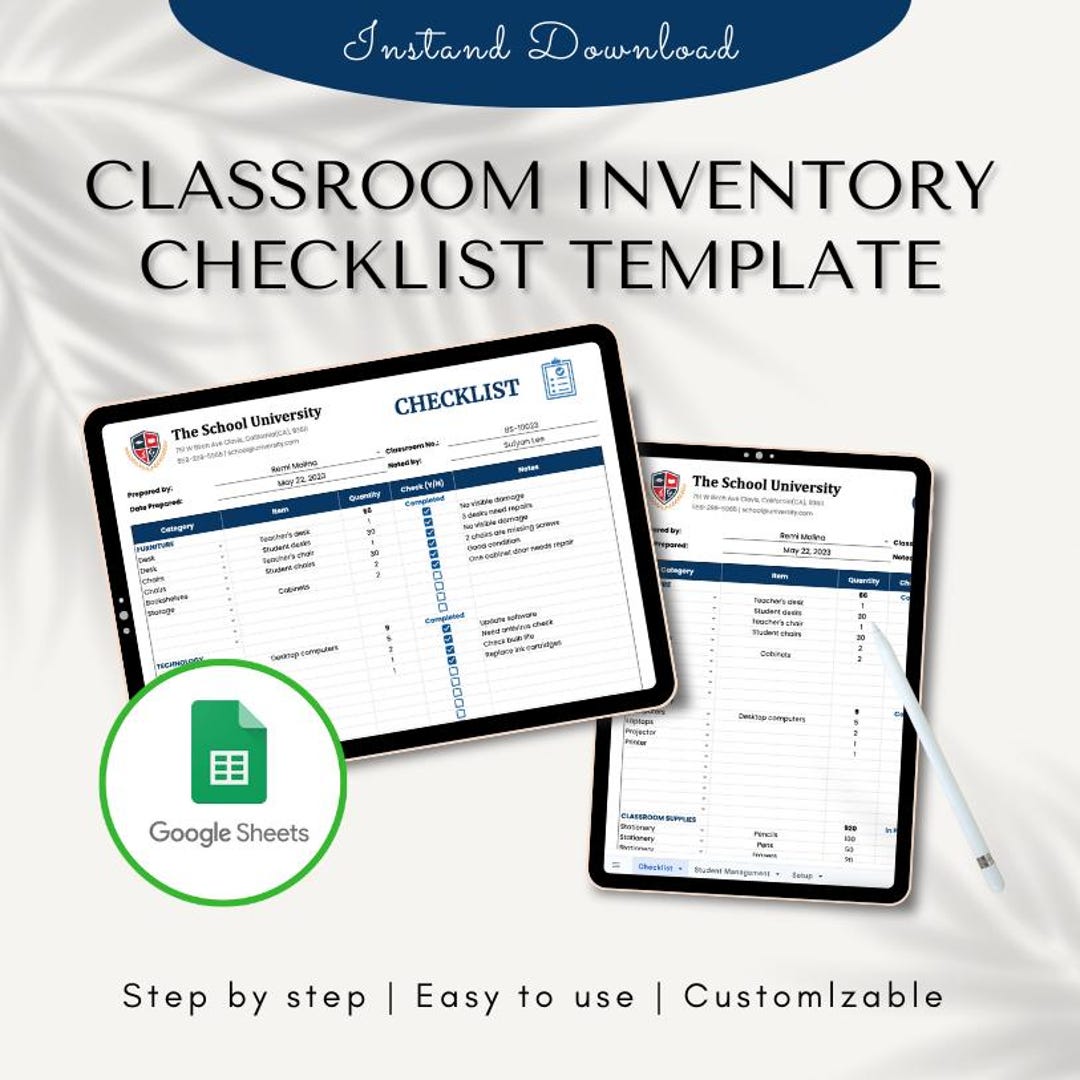 Classroom Inventory Checklist Template, Digital Download, Editable ...