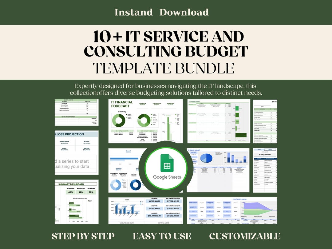 IT Services & Consulting Budget Template Bundle, Business Expense Log ...