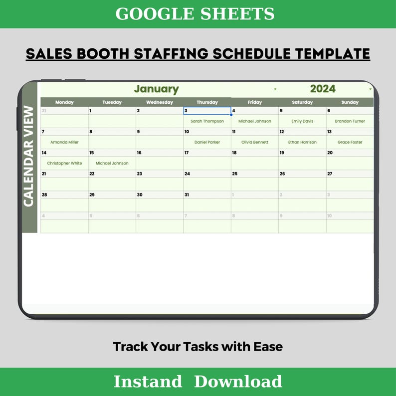 Sales Booth Staffing Schedule Template, Digital Download, Editable ...