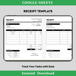 Editable Receipt Template, Digital Download for Business, Google Sheets ...