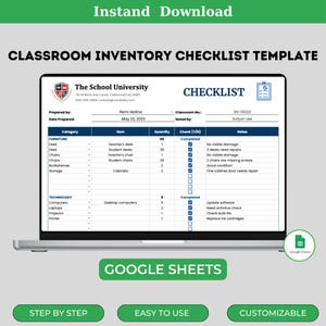 Classroom Inventory Checklist Template, Editable Google Sheets for ...