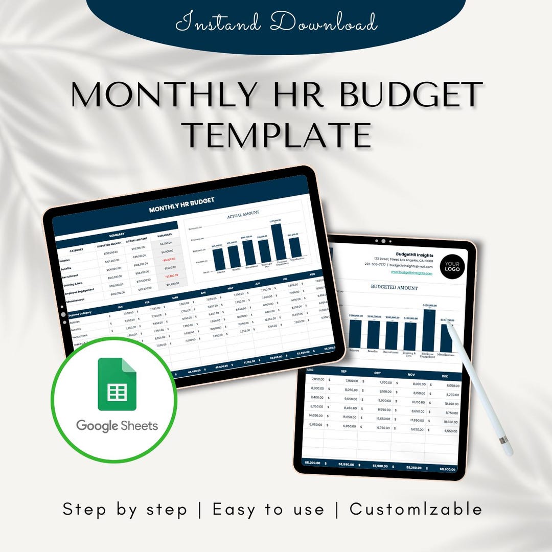 Monthly HR Budget Template, Digital Download, Editable Google Sheets ...