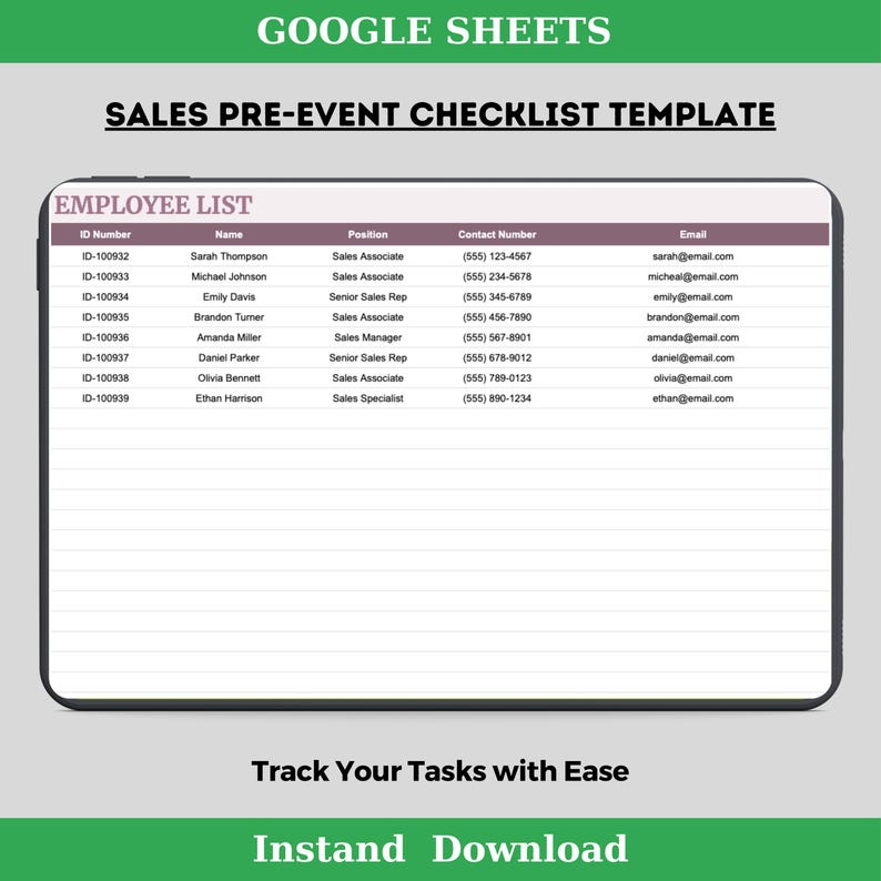 Sales Pre-event Checklist Template, Digital Download, Editable Google ...