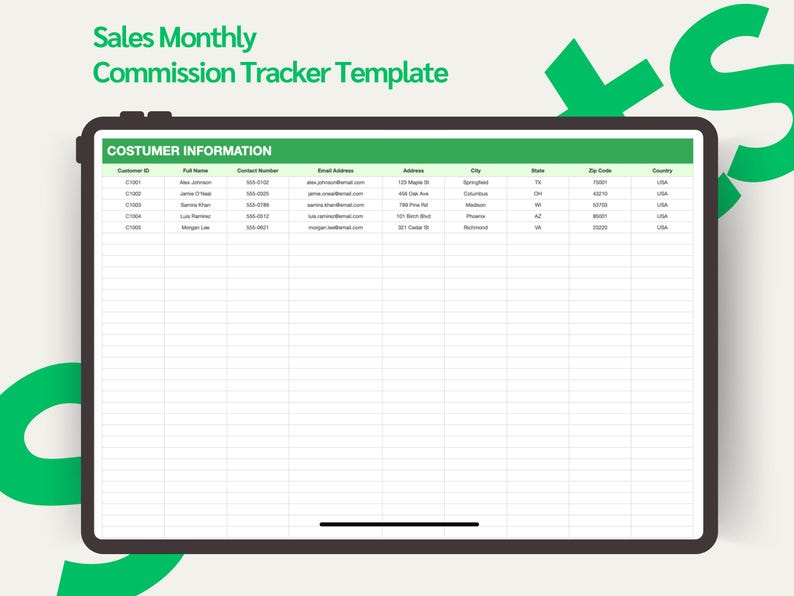 Sales Monthly Commission Tracker Template, Editable Google Sheets ...
