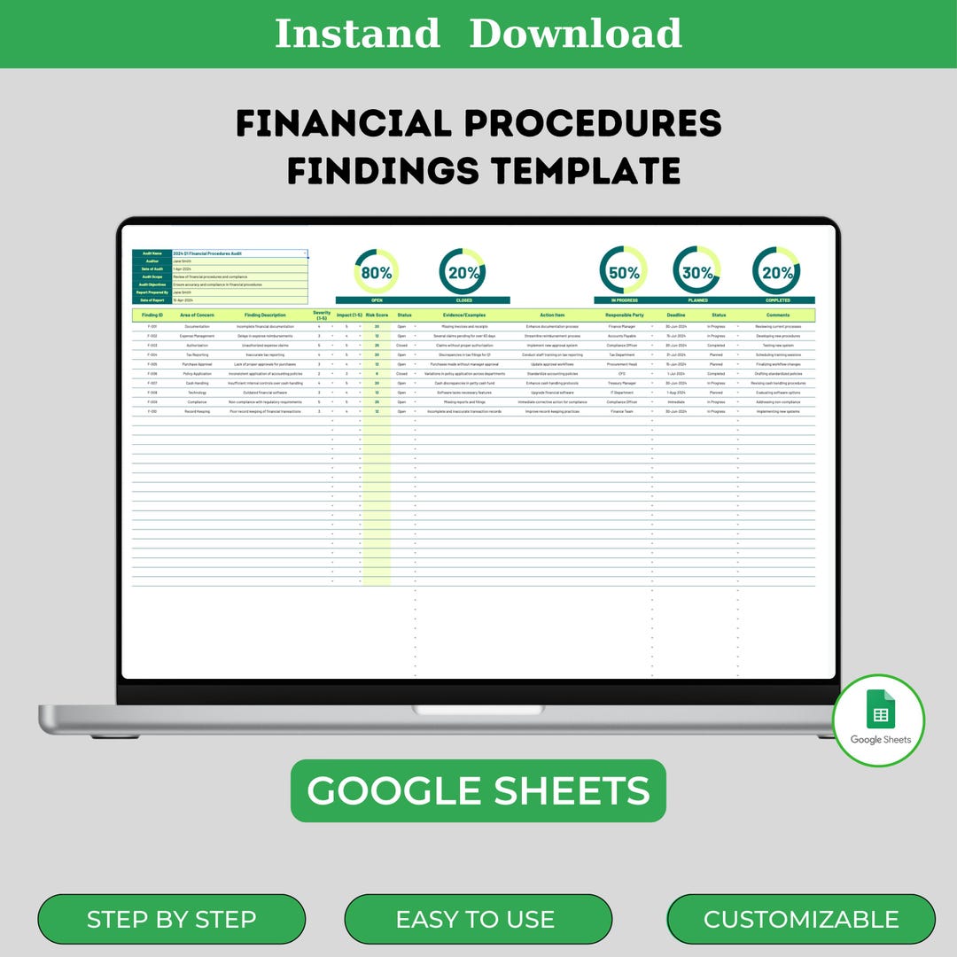 Financial Procedures Findings Template, Internal Audit Report Template ...