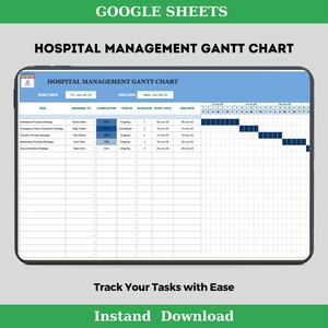 Hospital Management Gantt Chart Template, Editable Google Sheets for ...