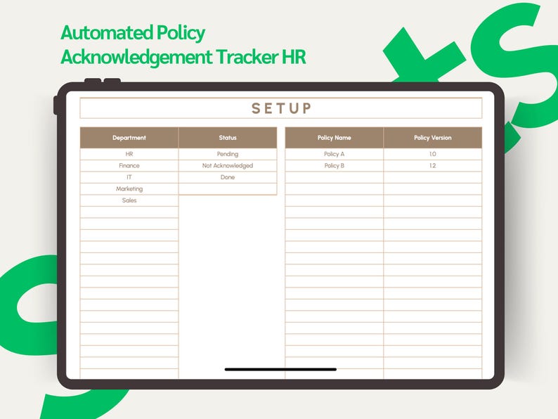 Automated Policy Acknowledgement Tracker, HR, Google Sheets, Digital ...