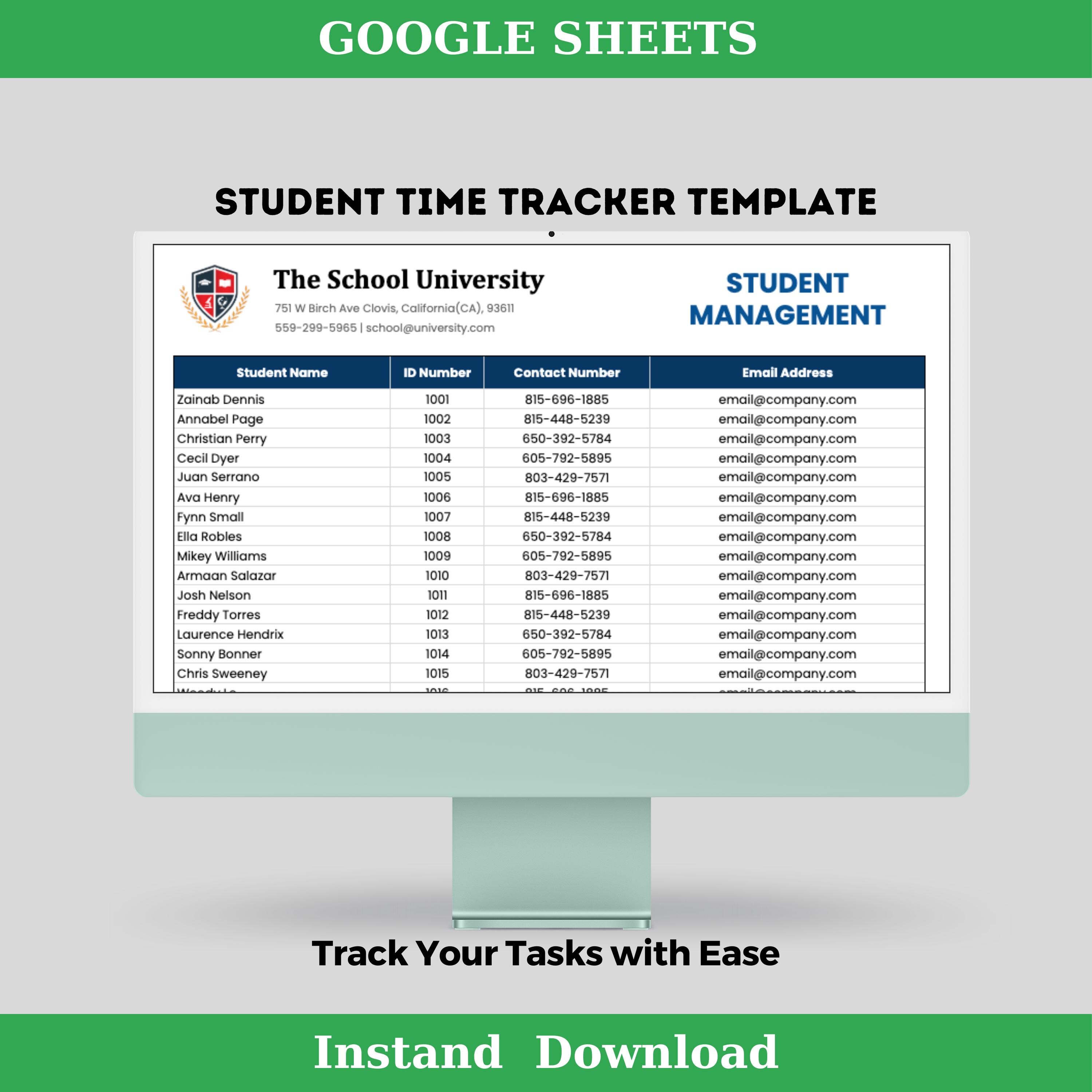 Student Time Tracker Template, Study Schedule Planner, Homework Log ...