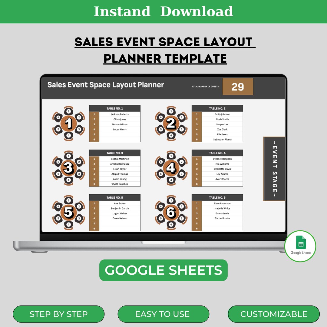 Sales Event Space Layout Planner Template, Digital Download, Editable ...
