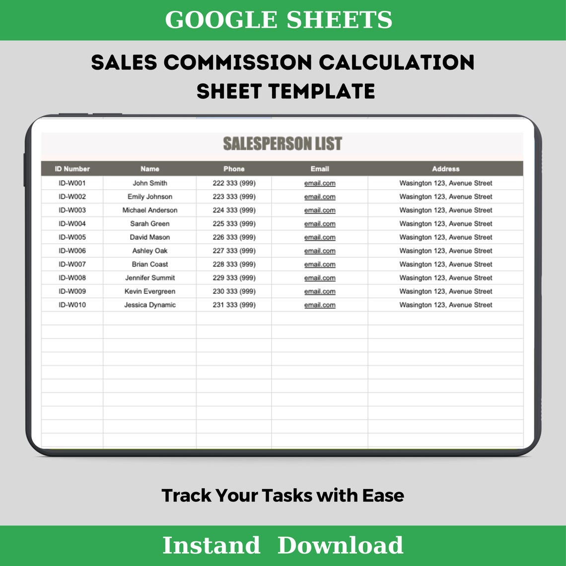 Sales Commission Calculation Sheet Template, Digital Download, Google ...