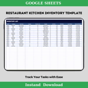 Restaurant Kitchen Inventory Template, Digital Download, Editable ...