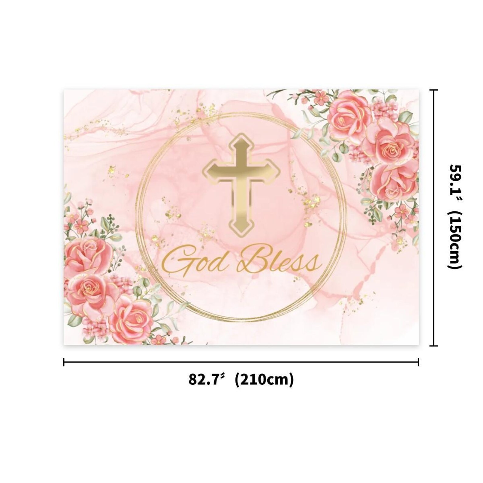 God Bless Pink Rose Floral Photography Backdrop Cross Picture Backdrop ...