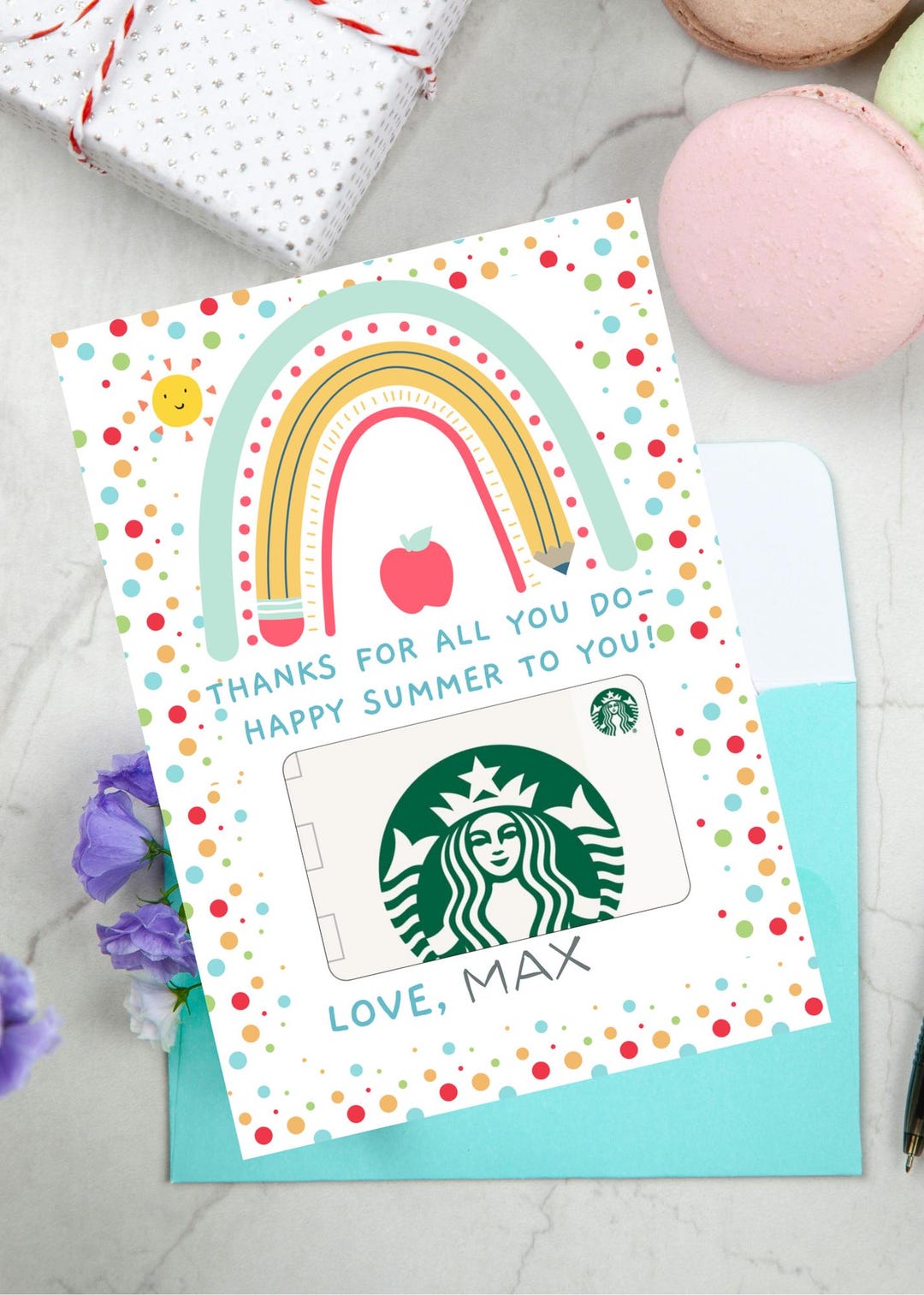 Teacher Appreciation Card | Summer Gift Card Holder (digital Download ...