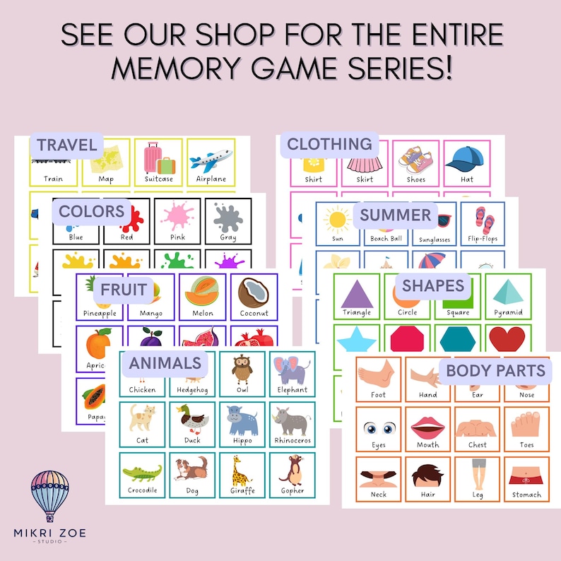 Memory Game in English - Body Parts: Kids Printable Matching Card Game ...