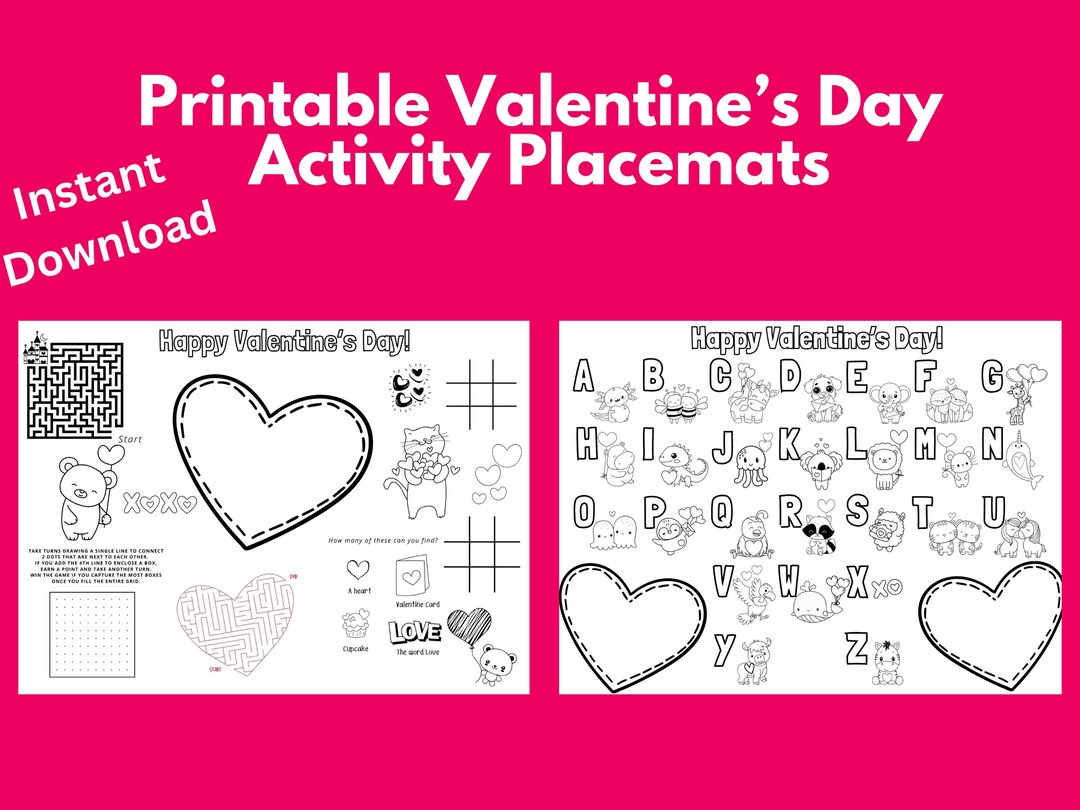 Valentine's Day Printable Activity Placemat Preschool Printable ...