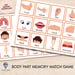 Memory Game in English - Body Parts: Kids Printable Matching Card Game ...