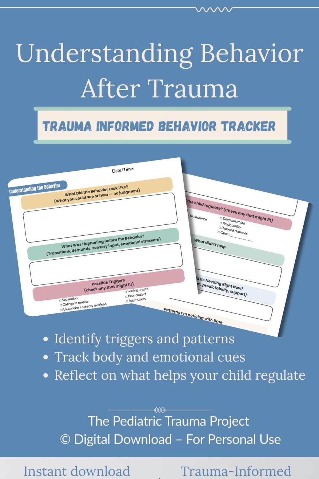Trauma-informed Behavior Tracker for Parents ~ Understanding Kids After ...