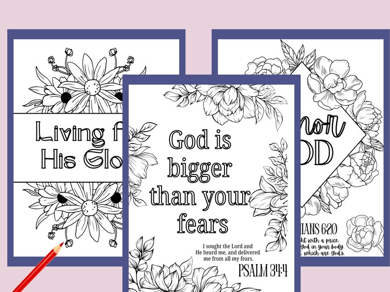 Christian Coloring Books- Bible Verse Coloring Pages for Adults: Faith ...