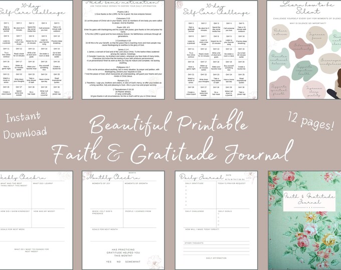 Simple Faith & Gratitude Journal Printable, Digital Download, Faith ...