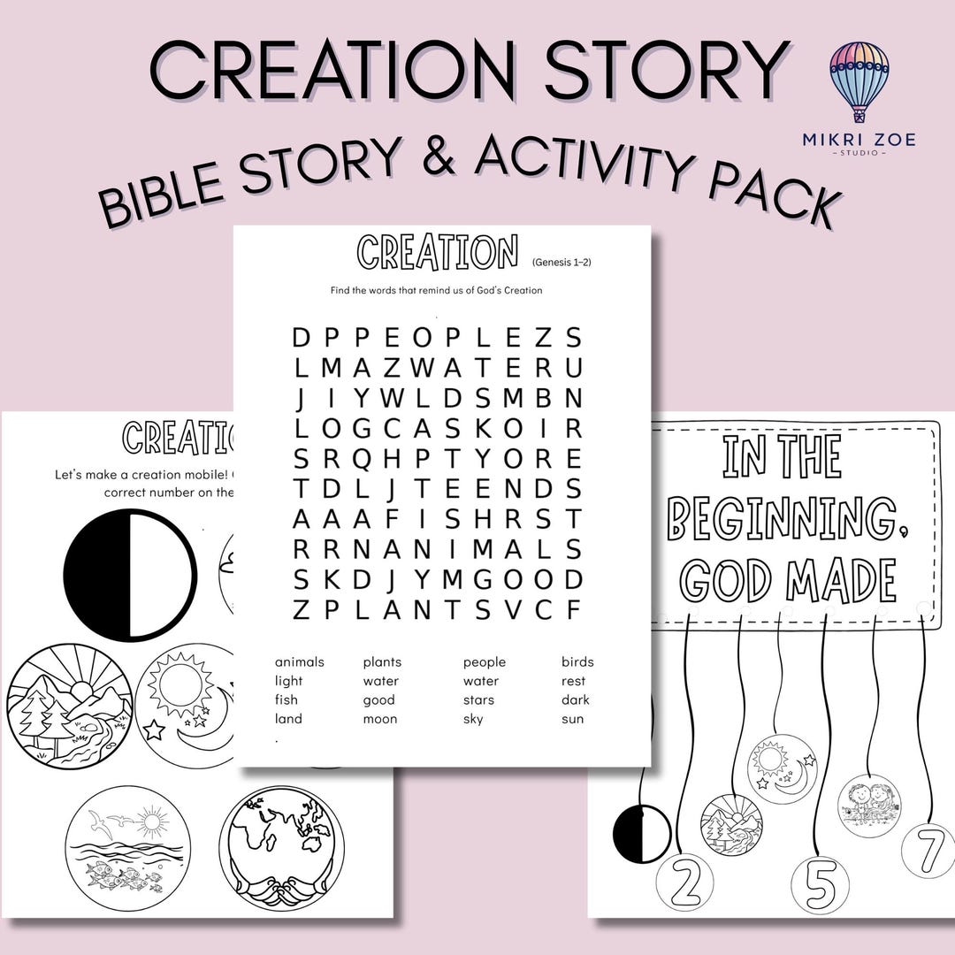 Creation Bible Story and Activity Pages for Kids With Bible Activities ...