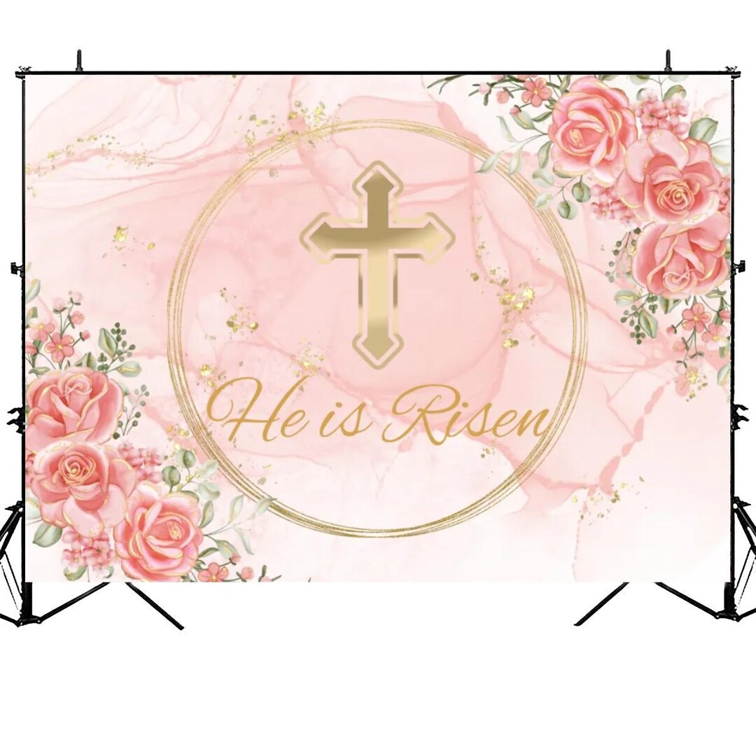 He is Risen Photography Backdrop Pink Rose Gold Picture Backdrop Floral ...