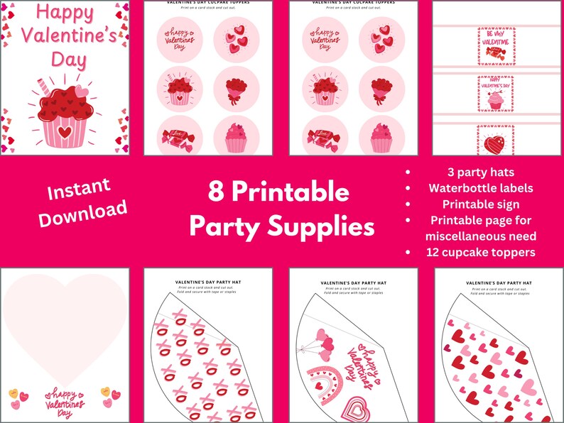 Kids Activity Party Bundle Valentine's Day : Coloring Pages & Games ...