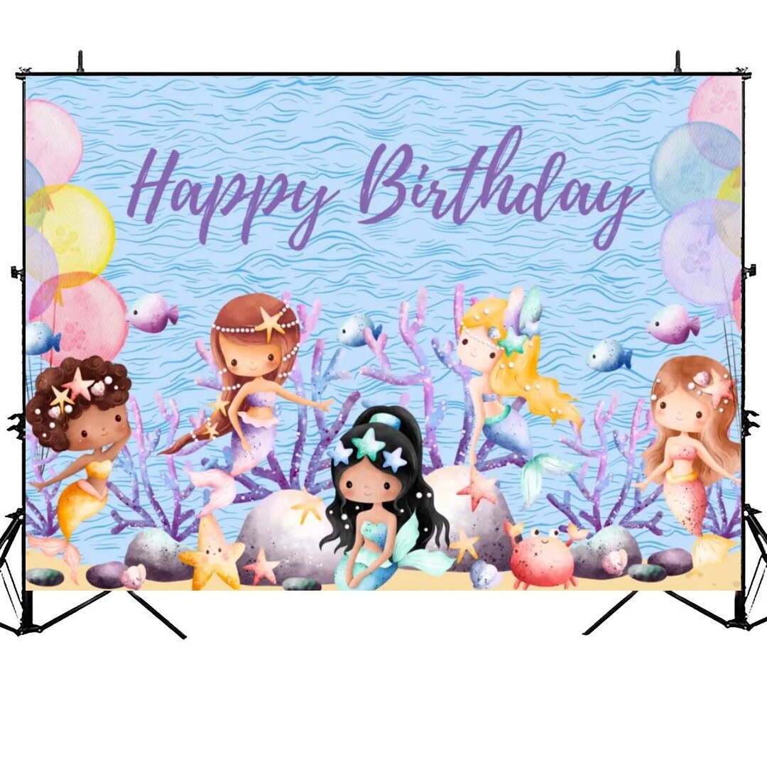 Photography Backdrop Mermaid Theme Photo Backdrop for Girls Mermaid ...