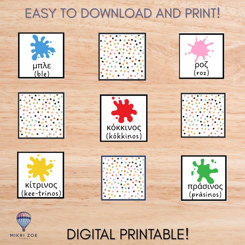 Memory Game in English - Colors: Kids Printable Matching Card Game ...