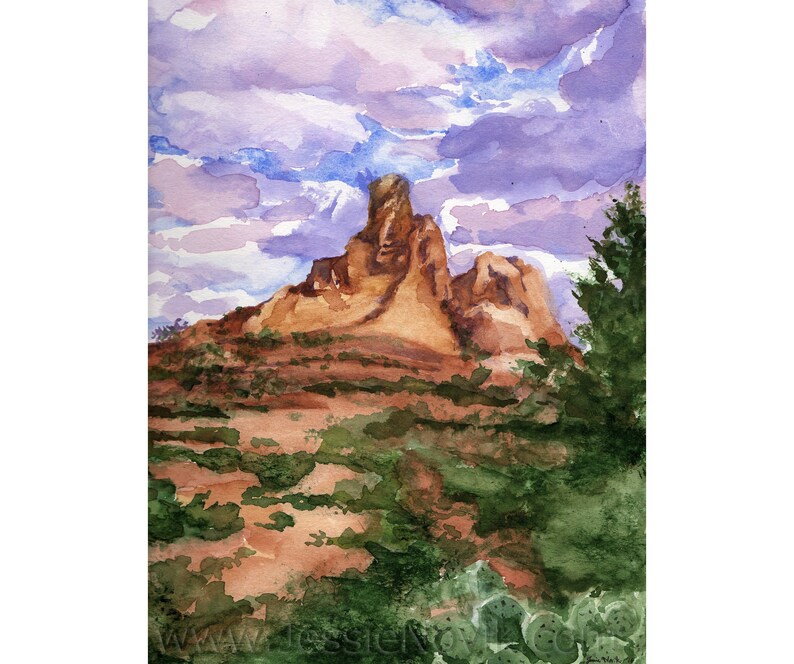Sedona Watercolor Landscape Painting, Arizona Original Print of ...