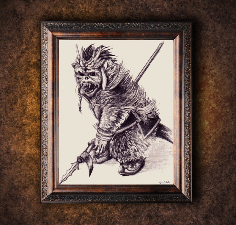 Monkey Art, Chinese Golden Monkey, Monkey Realism Sketch, Pencil Monkey ...