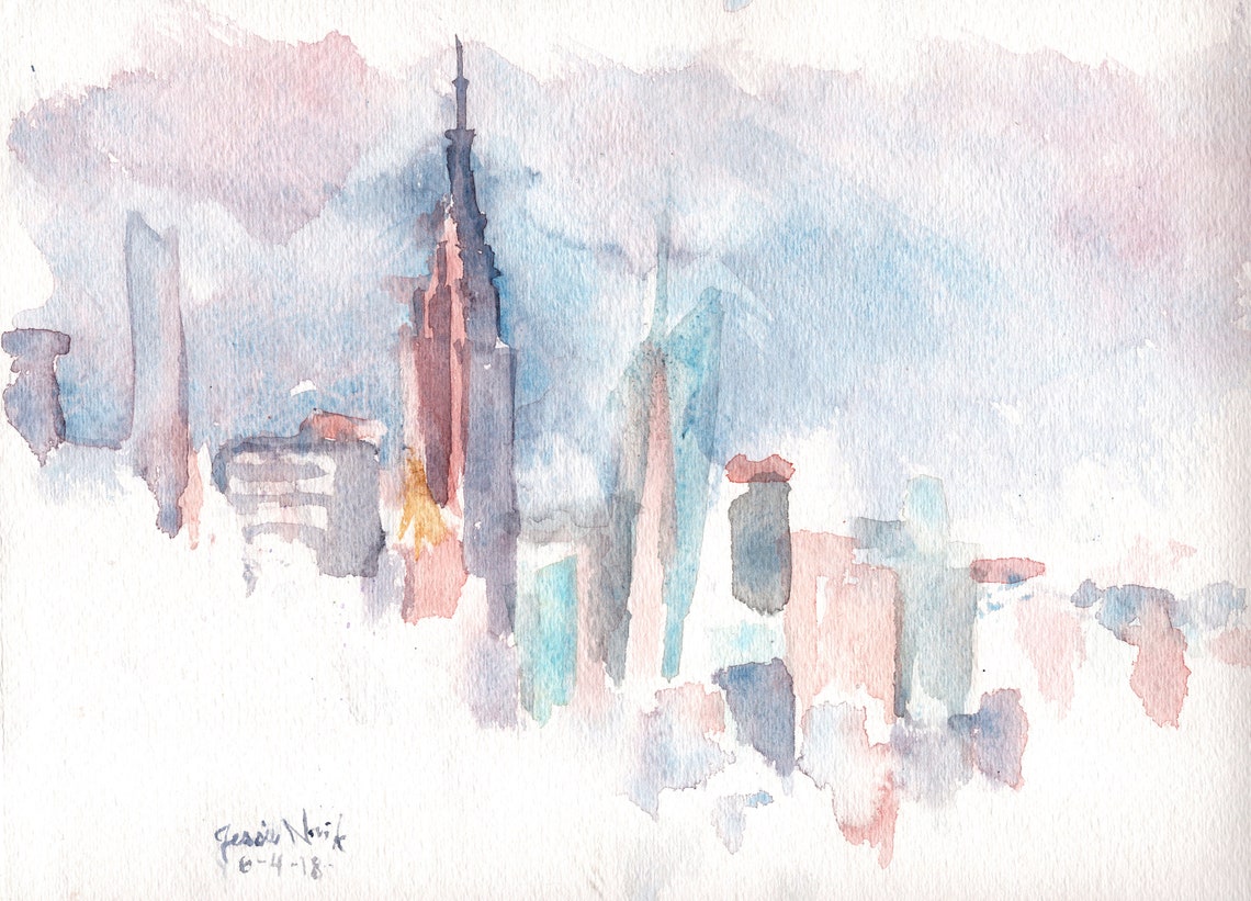 Watercolor NYC Painting, New York Fine Art Print of Original New York ...