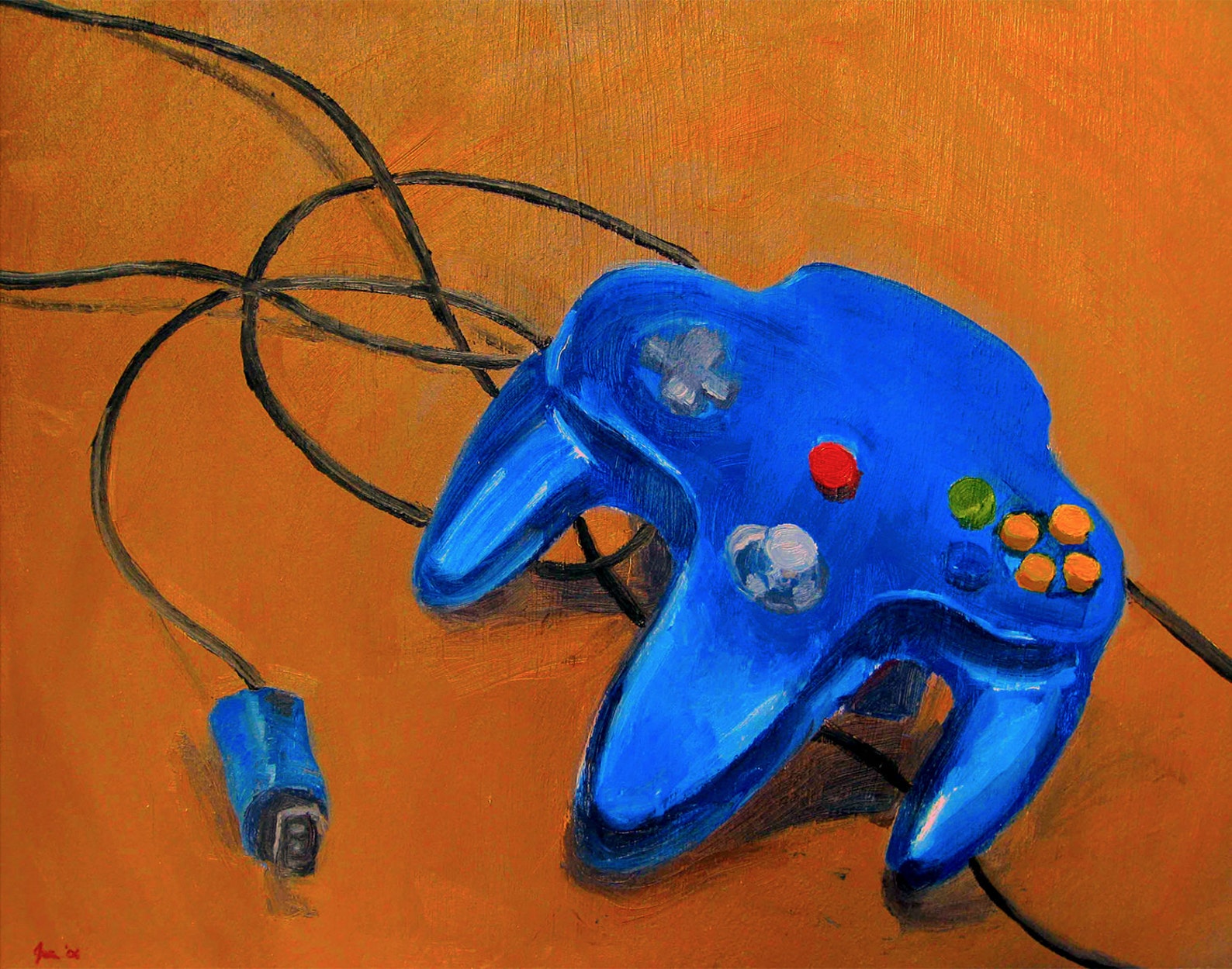 N64 Controller Print of Original Oil Painting Vintage Blue | Etsy