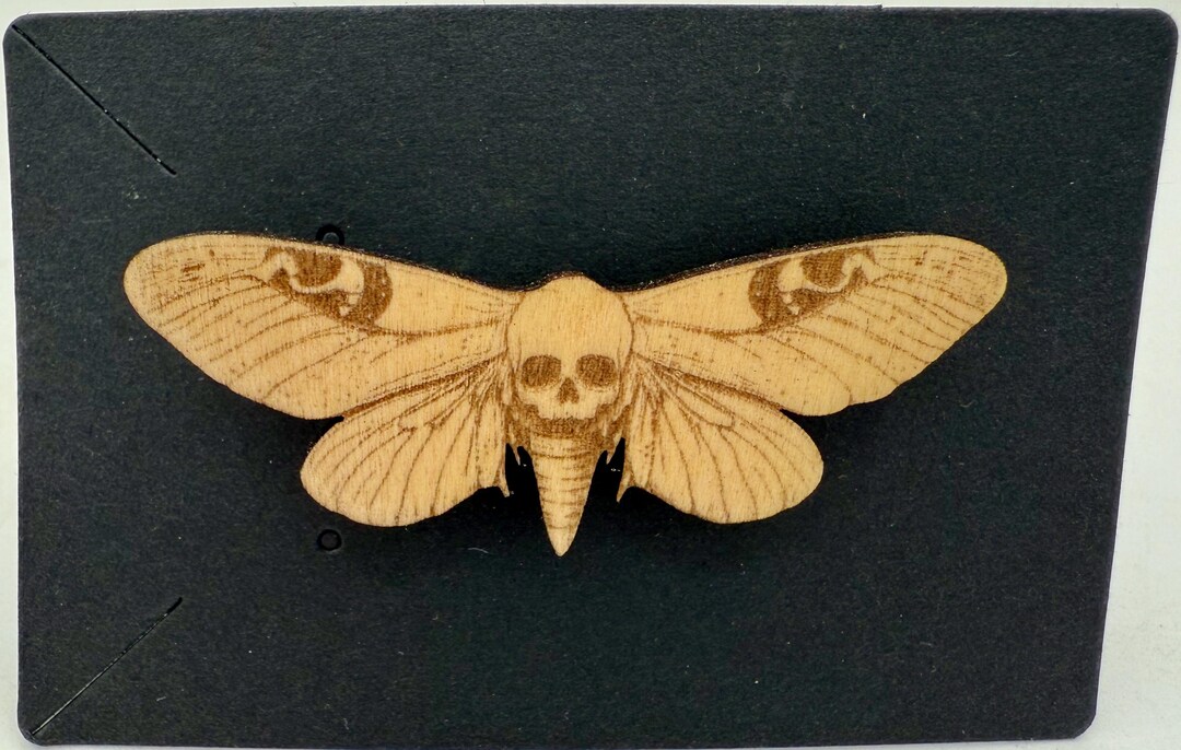 Death Moth Pin – Laser Engraved Birch Wood - Etsy UK