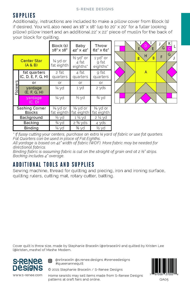 Queen Anne Quilt Pattern PDF Download - Etsy