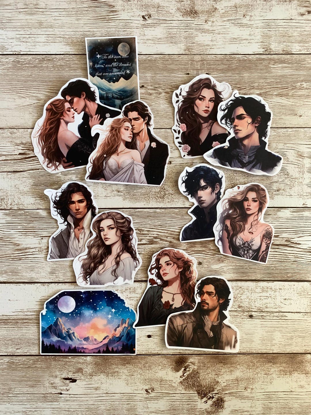 ACOTAR Inspired Character Stickers, Set of 12 - " Feyre’s Starry Night ...