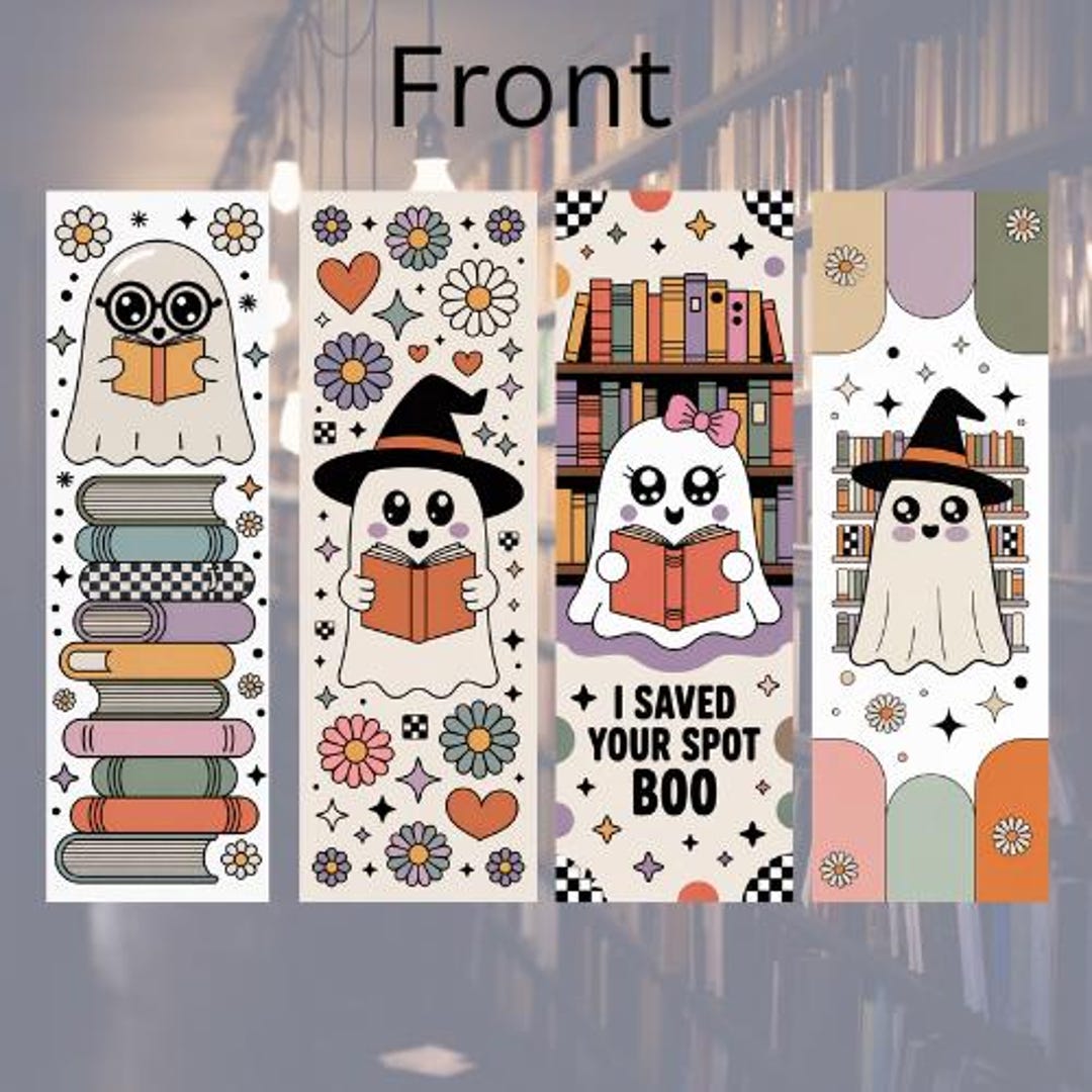 Retro Ghost Bookmarks - Halloween Bookmark Set - Groovy Ghost Bookmarks ...
